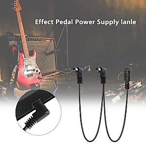 GELRHONR Daisy Chain Guitar Effect Pedal Power Supply Splitter Cable,Right Angle DC 5.5x2.1mm Cable,90 Degree DC 5521 Female to 2 Male Y Cable for CCTV Security Camera,DVR,LED Strip Light Etc（1 to 2）