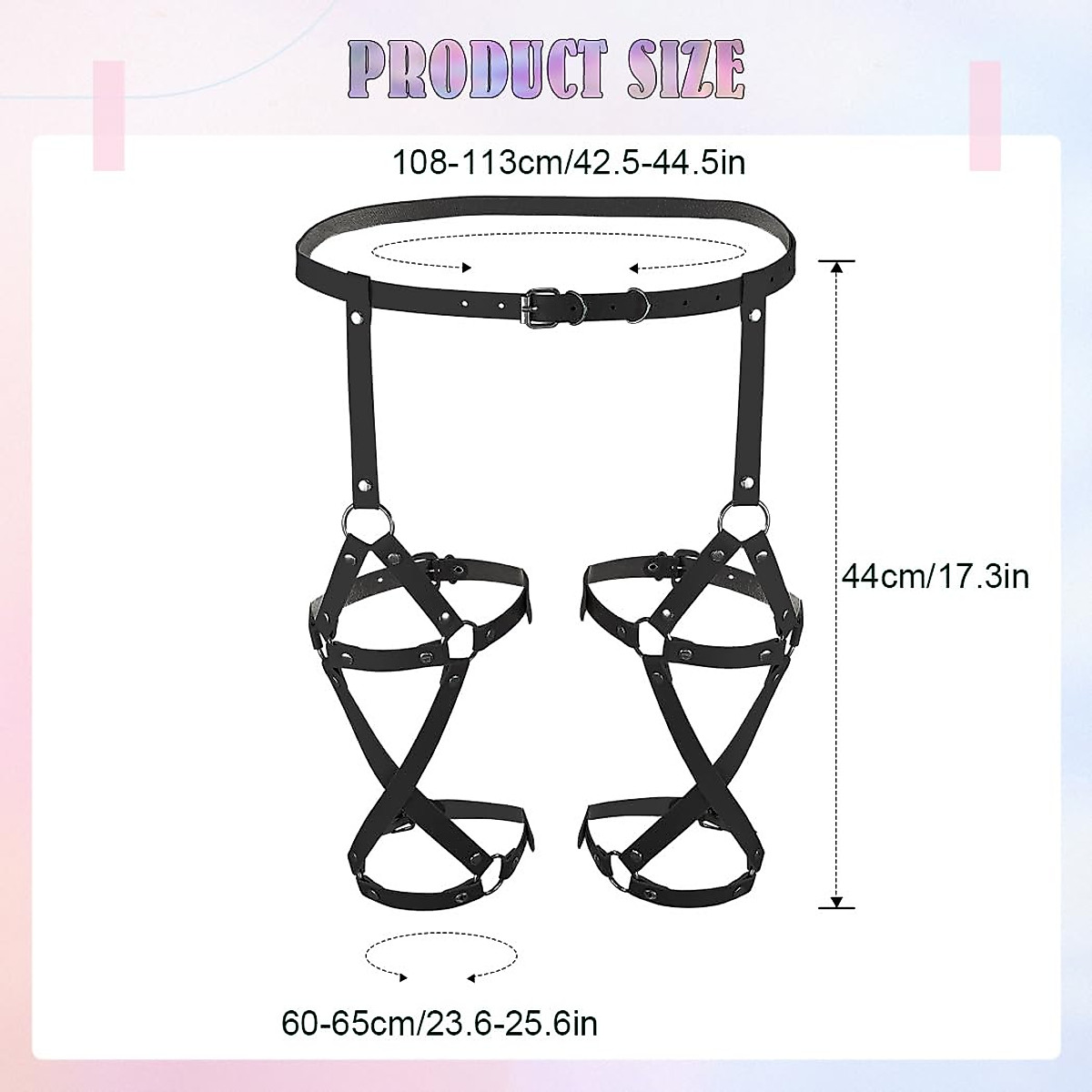 Gemily Punk Waist Chain Belt Leather Black Body Chain Party Leg Harness Garter Rave Body Jewelry for Women and Girls (2)