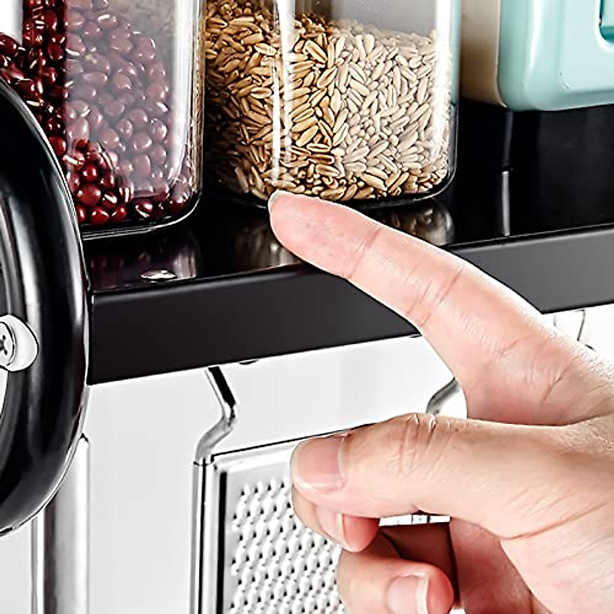 MKYOKO Microwave Storage Rack Hanging Wall-Mounted Microwave Oven Rack Stand,Kitchen Storage Shelf Microwave Oven Rack, Multifunction Stainless Steel Wall-Mounted Shelves,Spice Jar Rack Oven Holder/B