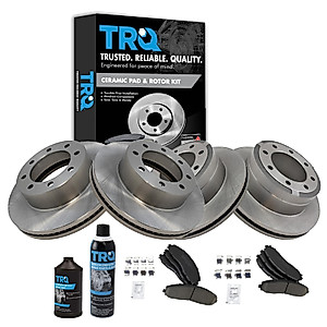 TRQ Front and Rear Brake Pad & Rotor Kit Brake Chemical Kit Brake Pads Brake Rotor Ceramic Compatible with 2013-2021 Ford F-250 Super Duty F-350 Super Duty