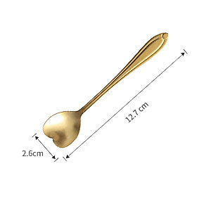 Set of 10 Heart-Shaped Gold Stainless Steel Spoons for Coffee, Desserts, and Tea - Ideal for Sugar, Stirring, Ice Cream, and Cake 5inch