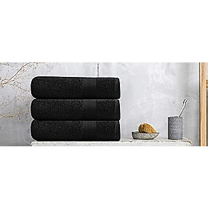 Monark Linen Bath Towel Black 24x48 Pack of 6 Bath Towel Set, Cotton Terry Towels for Bathroom, Quick Dry, Lightweight, Highly Absorbent, Soft Feel, Pool, Spa, Gym, Hand Towel for Daily Use