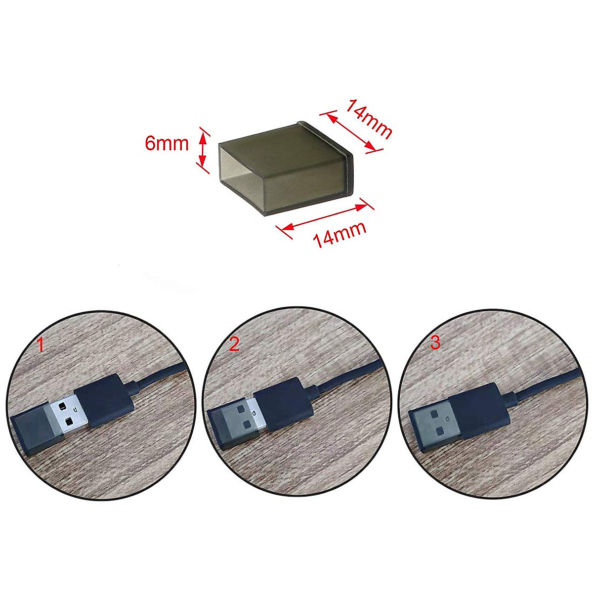 HJ Garden 40PCS USB Male Dustproof Plug Stopper Cap Lids USB Port Protective Cover Semitransparent Black