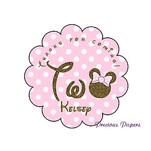 Pink and Gold Mouse Stickers Personalized, Printed and Shipped Set of 24 Mouse First Birthday Stickers