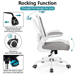 FelixKing Ergonomic Office Chair, Adjustable Height, Breathable Mesh Fabric, Lumbar Support, Gray