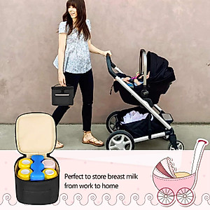 Teamoy Breastmilk Cooler Bag with Ice Pack, Baby Bottles Bag for up to 4 Large 5 Ounce Bottles Without Nipple, Perfect for Working Mom Mother, Black