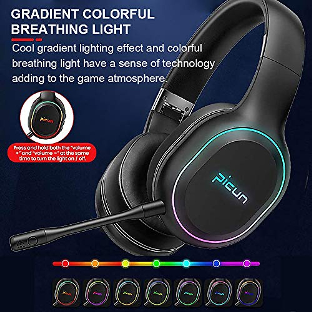SLuB Bluetooth Headphones Over Ear,2.4GHz Wireless Gaming Headset with Noise Cancelling Detachable Mic,60Hrs Playtime Hi-Fi Ultra-Low Latency Gaming Headphones