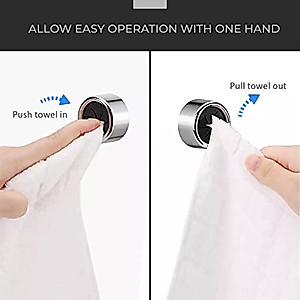 6 Towel Holders Towel Hooks Round Chrome Easy Installation Wall Mount for Kitchen Bathroom Cabinet Garage Hand Dish Shower Outdoor Towel No Drilling