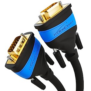 KabelDirekt – 20 ft – VGA cable for maximum video quality thanks to high-purity copper conductors (Full HD, VGA to VGA, connects computers to screens/projectors, 15-pin D-Sub, monitor cable, black)