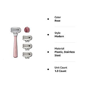 Flamingo 5-Blade Razors for Women - 1 Razor Handle + 4 5-Blade Refills + 1 Shower Holder - Rose