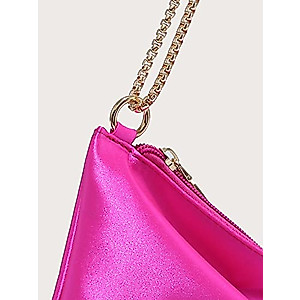 Verdusa Women's Satin Evening Handbag Shoulder Bag Purse Hot Pink one-size