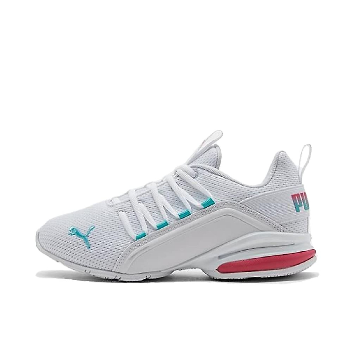 PUMA Women's Axelion, White Pink, 8