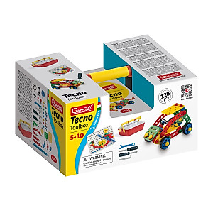 Quercetti Tecno Toolbox - Construction Set with 128 Pieces and Storage Case