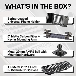 Bulletpoint RubiGrid Metal Dash Mount Phone Holder & Action Camera Mount Compatible with 2021-2024 Ford F-150 and Ford Raptor