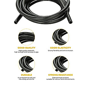 AOCISKA 10 Ft Silicone Vacuum Tubing,Universal High Performance Automotive Silicone Vacuum Tubing Hose line,1/4" Inner Diameter Hose,automotive Replacement Vacuum Hose Line(Black)