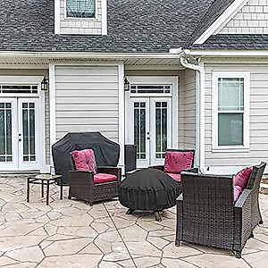 Luxns Fire Pit Cover Round, Heavy Duty Waterproof 600d Patio Outdoor Gas Fire Pit/Table/Bowl Cover - Black (Round-50”D X 24”H)