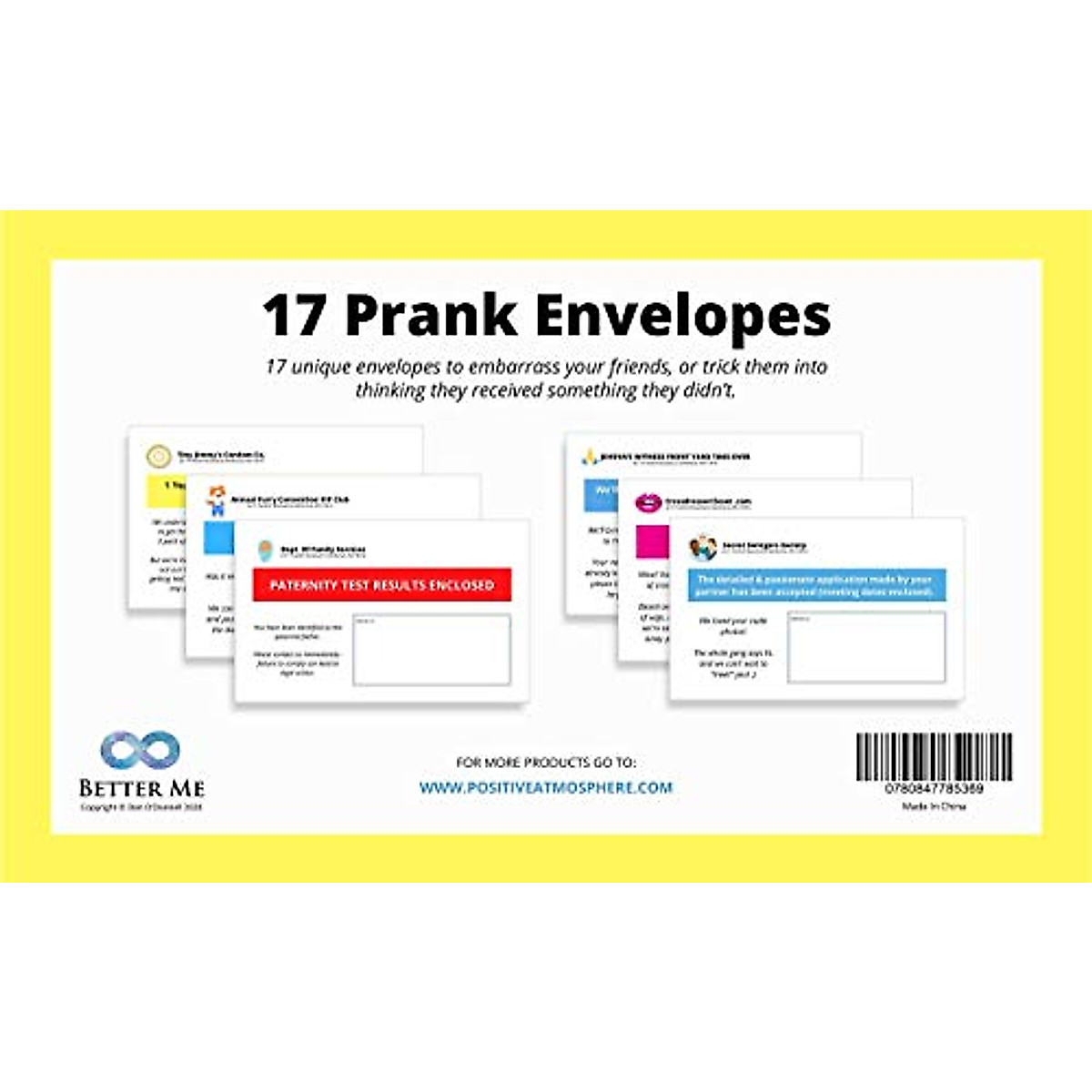 17 Prank Envelopes - Witty Pranks For Adults Funny Envelope For Birthday & Holiday Card. April Fools Day Practical Jokes By Mail Prank For Friends & Family, or Coworkers Gag, Pranks For Adults