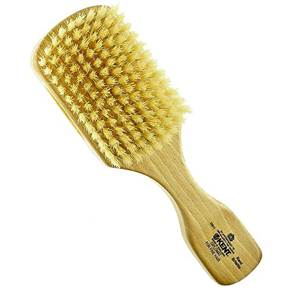 Kent OS11 Satinwood Rectangular Military Club Hair Brush and Facial Brush for Beard Care, Soft White Natural Boar Bristle Brush for Fine or Thinning Hair Mens Grooming, Hair Care, and Beard Brush