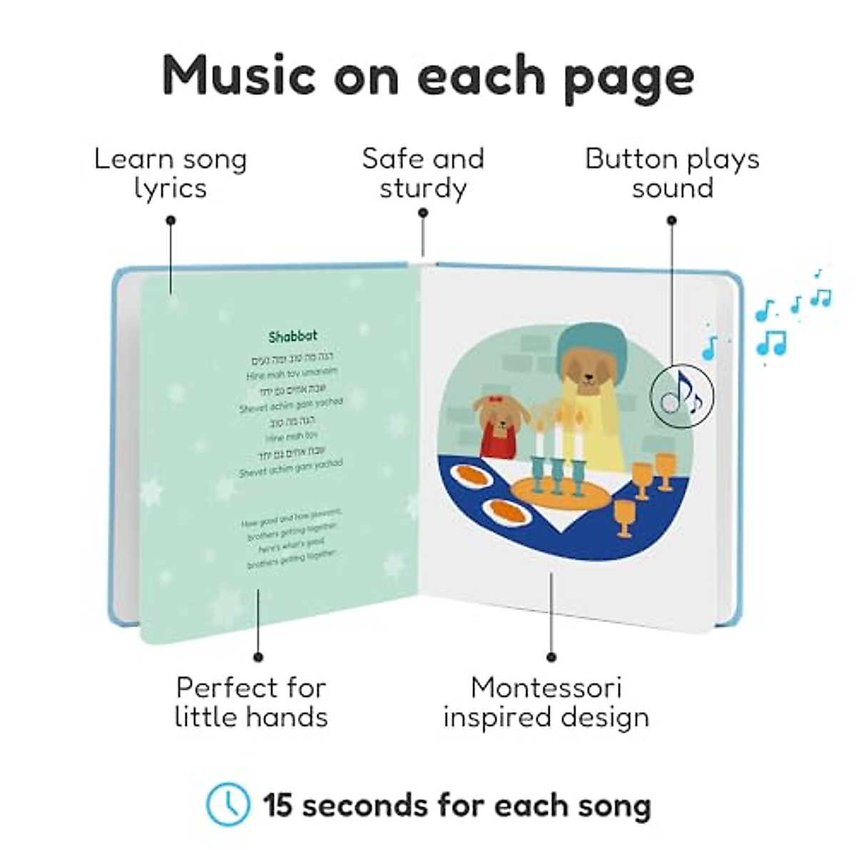 Calis Books Jewish Musical Book | Passover Books for Kids 1-3 - Jewish Holidays Book for Children with 6 Traditional Jewish Songs | Jewish Books for Toddlers | Passover Gifts for Children