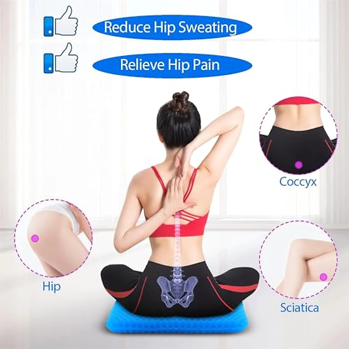 Gel Pressure Relief Cushion - 2024 New Cooling Gel Seat Cushion for Long Sitting, Gel Cushions Seat Pad for Office Chair Car Driver, Ergonomic Supportive Seat Cushion for Stadium (A 8.7*6.7*0.8 in)