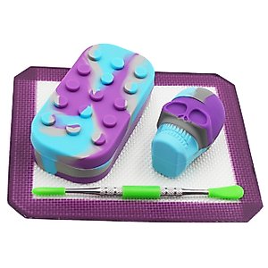 vitakiwi 34ml Silicone Multi Compartment Containers 15ml Skull Food Storage Jar Non-stick Multi Use (Purple Blue Gray)