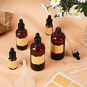 Lallisa 48 Pcs Glass Dropper Bottles with Eye Dropper Dispensers Lab Dropping Bottles with 4 Pcs Long Pipettes 4 Funnel and 80 Label for Travel Cuticle Massage Essential Oils Perfume (Amber,4 oz)