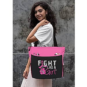Fight Like a Girl Knockout Dakota 5-Pocket Tote Bag for Breast Cancer Awareness - Pink