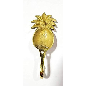 4 1/4" Pineapple Hook Shiny Solid Brass Hanger, Coat Hat Towel Hook, Hanger, House Warming, Tropical Decor, Welcome,Robe Hooks,Coats #Q11
