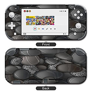Black Pebble Stones Compatible with Switch/Switch Lite Console Joy-Con Dock Sticker Skin Full Set Cute Stickers Cover for Switch Lite