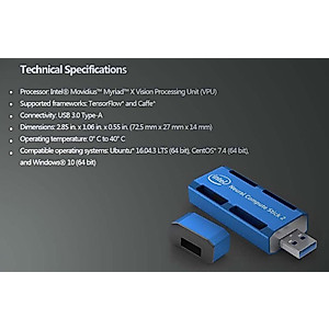 Intel NCS2 Movidius Neural Compute Stick 2, Perfect for Deep Neural Network Applications (DNN)