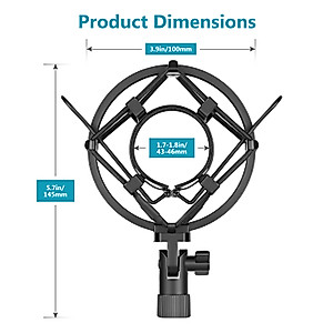 Neewer Universal 45MM Microphone Shock Mount for 43MM-46MM Diameter Condenser Mic (Black)