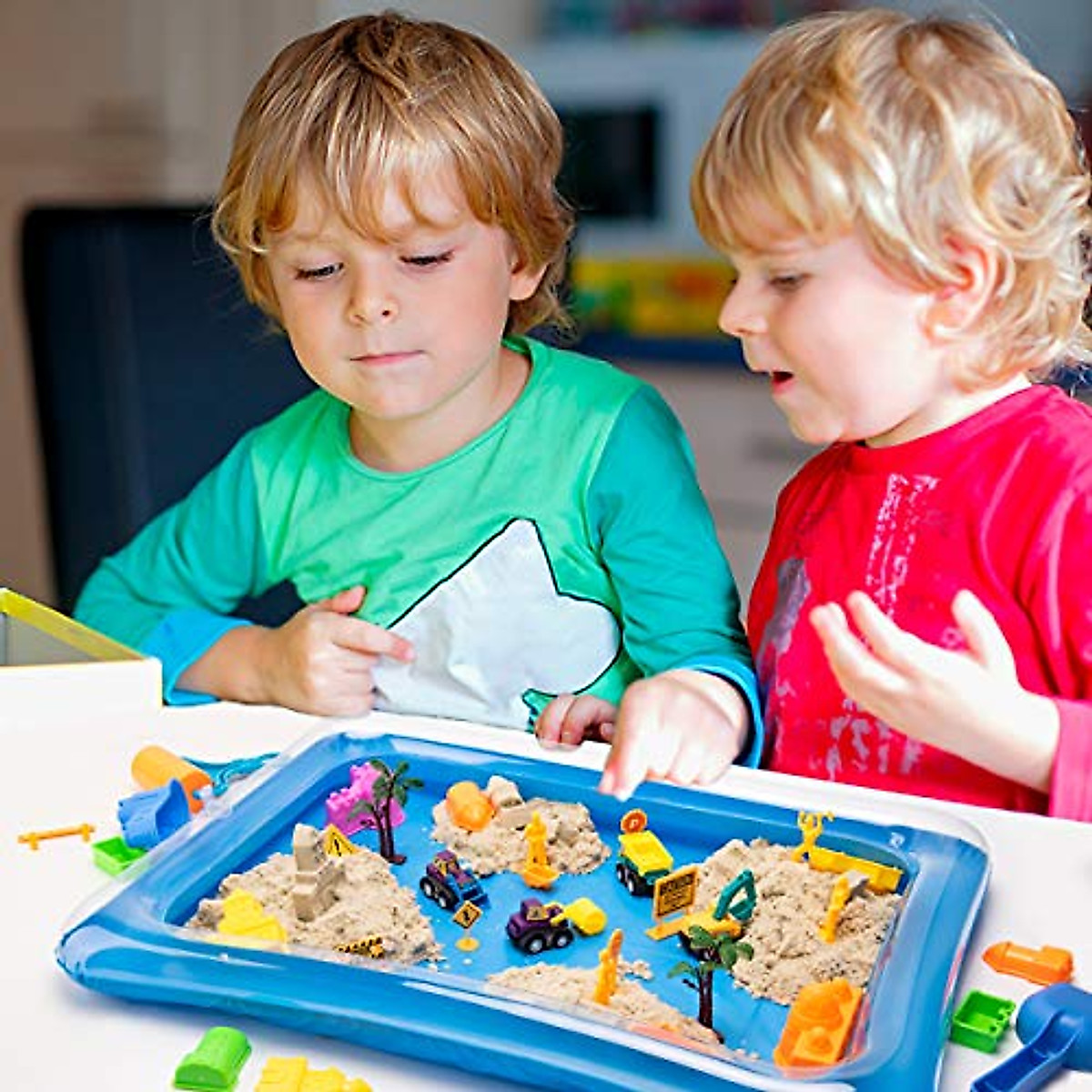 Kilpkonn 2Pcs Inflatable Sand Tray, Portable Foldable Inflatable Cooler Sand Box, Sand Molds Tools Sandbox for Play Sand