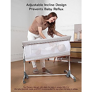 besrey 5 in 1 Baby Bassinet Bedside Sleeper, Playpen with Bassinet & Baby Cradle, 0-18 Months (Without Stars Printing on The 360° Mesh)