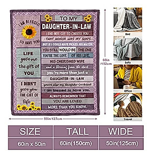Quilazy Mothers Day Daughter in Law Gifts for Daughter in Law, Daughter in Law Gifts from Mother in Law, Gifts for Daughter in Law, Birthday Wedding Gifts for Future Daughter-in-Law Blanket 60"x50"
