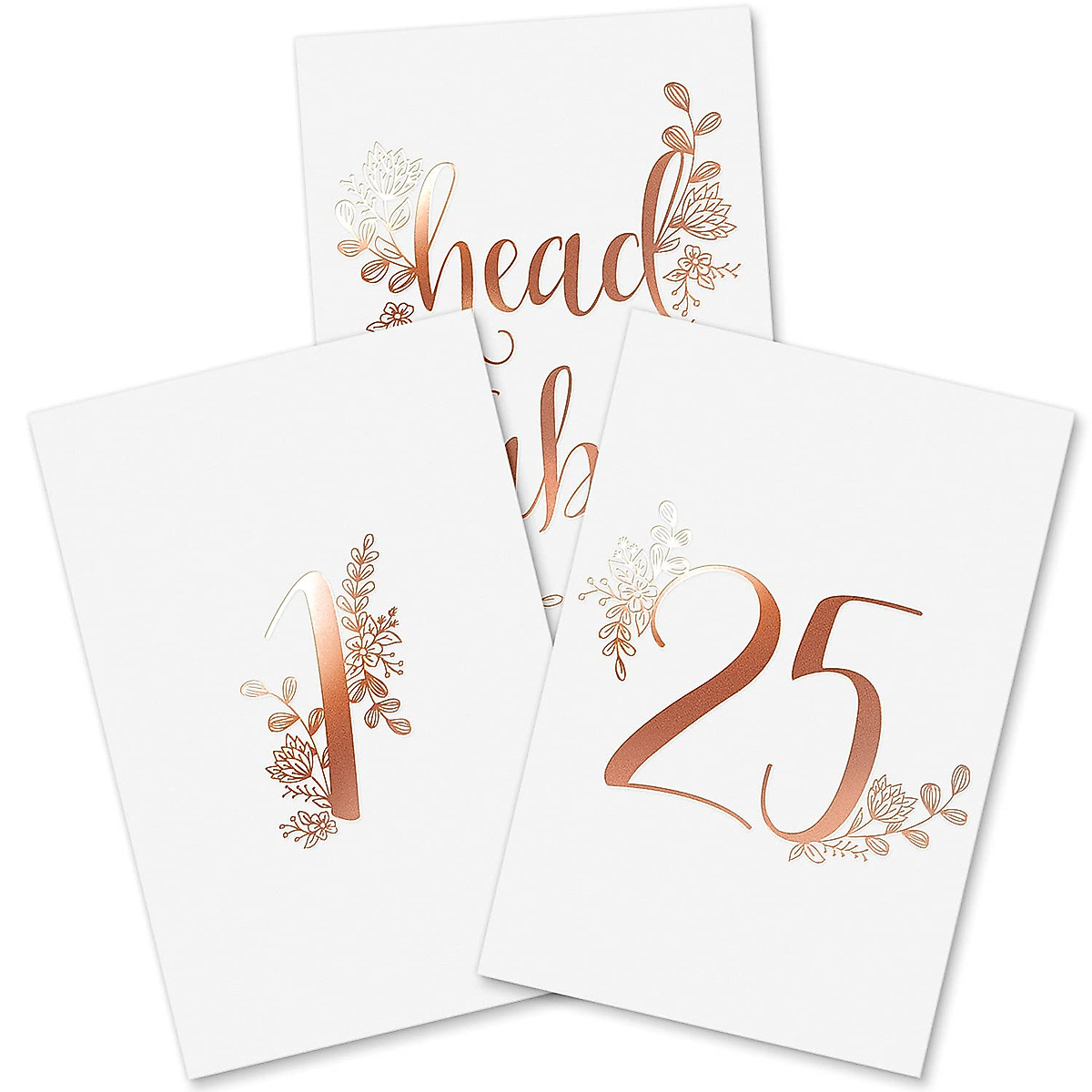 Rose Gold Table Numbers for Wedding by Sweetzer & Orange - 1 to 25 Elegant Table Number Cards for Weddings, Bar Mitzvah, Quinceanera Decorations, Restaurant and More! Premium Paper Table Numbers