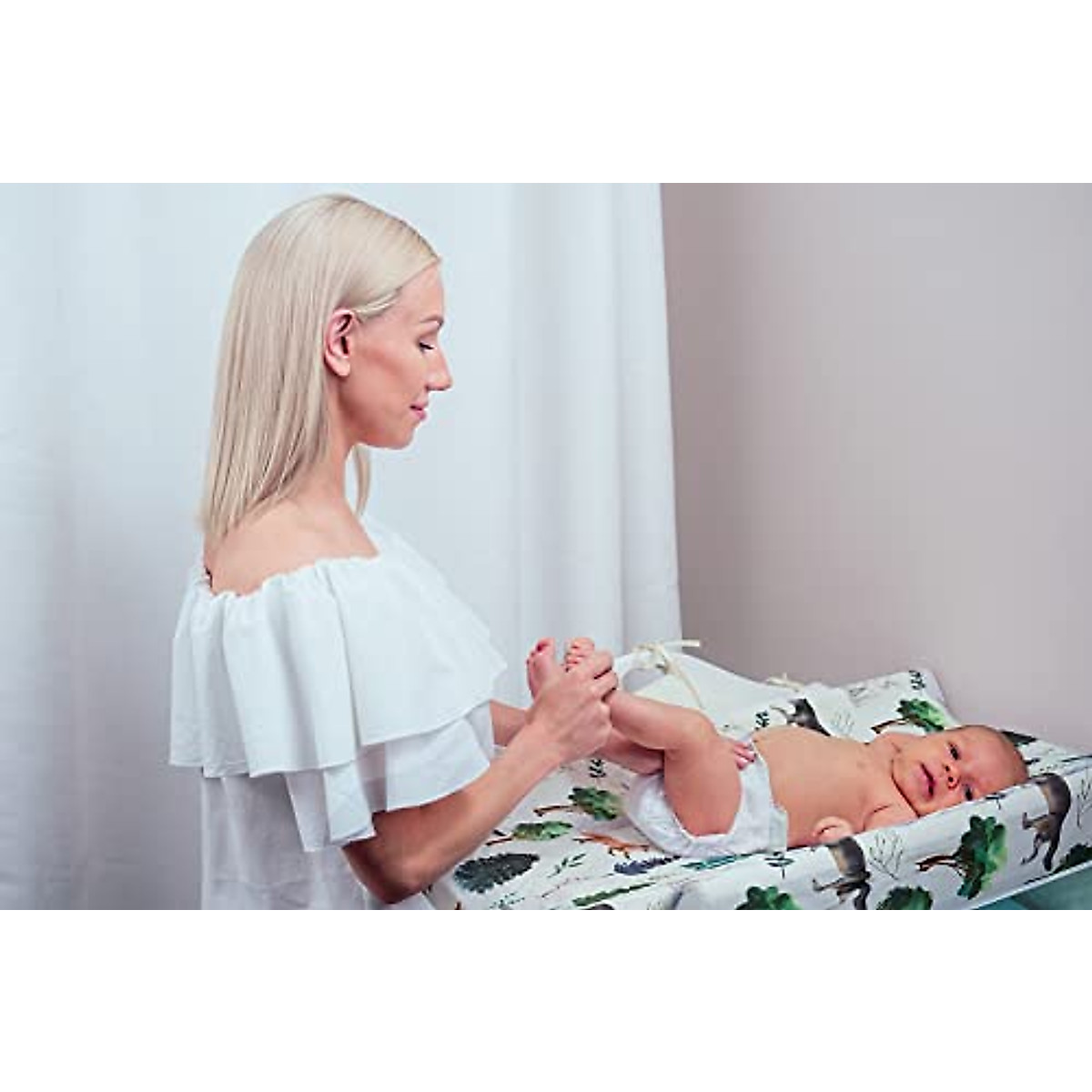 4 Pack Changing Pad Covers Woodland Forest Animals Wood Neutral Unisex Fitted Baby Changing Pad Cover Set for Baby Boys or Girls