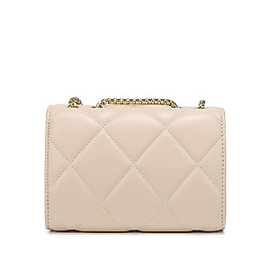 NW Crossbody Bags for Women Quilted Shoulder Purses and Handbags Lattice Texture with Chain Strap (Beige)