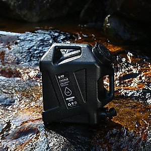 Orgonite Water Storage Containers, Camping Water Container, Portable Water Tank with Faucet Camping Bucket with Tap Water Jug with Spigot BPA Free Emergency Water Storage (Black-3.2gal)