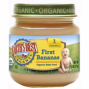 Earth's Best Organic Stage 1 Baby Food, First Bananas, 2.5 oz. Jar