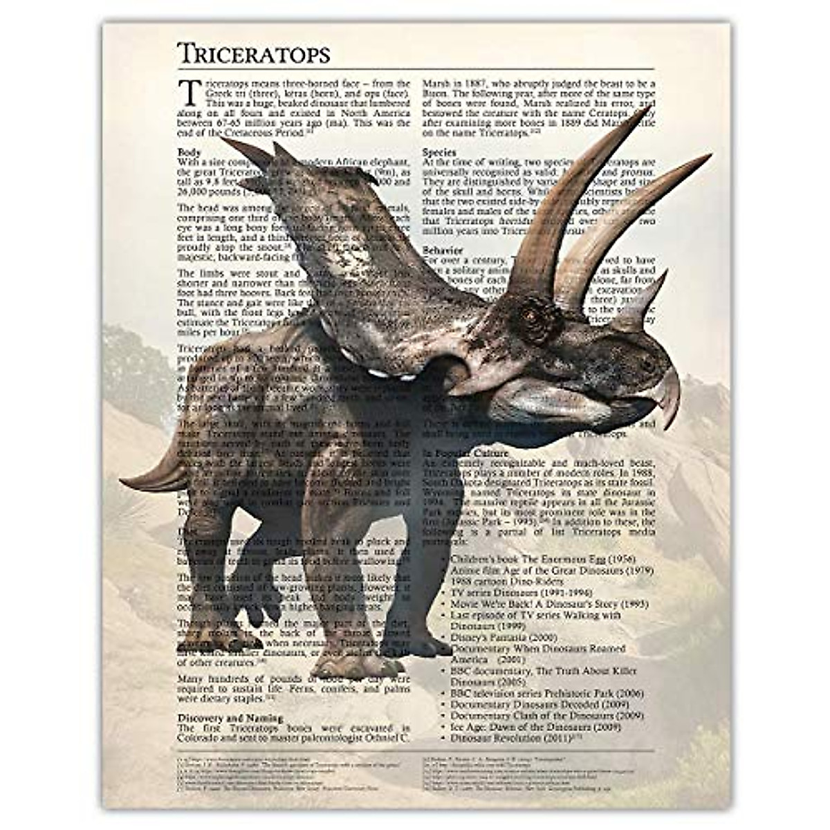 TRex, Triceratops, Brontosaurus, Stegosaurus Set of 4, 8x10 Dinosaur Wall Art: Embark on a Jurassic Journey with This Dinosaur Room Decor for Boys, Girls & Teens - Great Dinosaur Poster for Bedroom