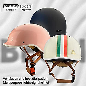 Cute Style Motorcycle Open Face Helmet with Visor, Vespa Youth DOT/ECE Certified Sunscreen Retro Half Helmet Summer Cruiser Jet Pilot Scooter Moped Motor Helmet for Men Women (E,Medium)