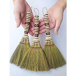Small Corn Wisk Brush Broom 11 Inch Indoor Heavy Duty Multi Surface Hard & Soft Floor Home Office Cleaning Tool Supplies 100% Handmade for Household Sweeping Indoor Outdoor (staw Soft Broom)
