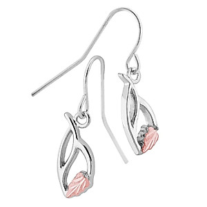 Leaf Dangle Earrings, Sterling Silver, 12k Rose Black Hills Gold