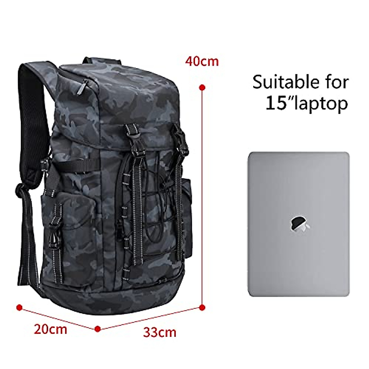 NOBLEMAN Hiking Backpack Travel Daypack with Rain Cover Lightweight Waterproof Outdoor Camping for Men Women (Blue)