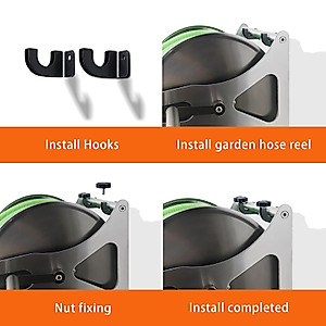 cestzwx Garden Hose Reel, 3/4 Inch x 82 ft + 6 ft Wall Mount Hose Reel, 9 Patterns Hose Nozzle, Heavy Duty Stainless Steel Hose Reel，for Garden Watering