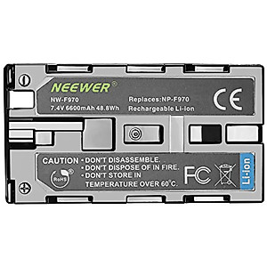 Neewer 6600mAh Li-ion Battery, Replacement Battery for Sony NP-F970 NP-F960 NP-F975 NP-F570 NP- F750 NP-F770, Suitable for Neewer CN160 NW759 74K 760 FW759 74K 760 LED Video Light, Monitor
