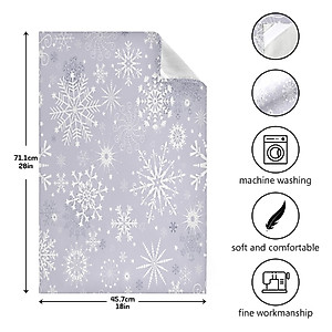 ALAZA Gray White Winter Snowflakes Christmas Decorative Kitchen Dish Towels Set of 4,Soft and Absorbent Kitchen Hand Towels Home Cleaning Towels Dishcloths,18 x 28 Inch