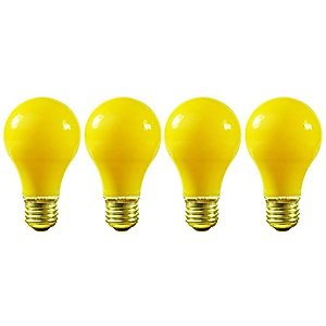 KOR (Pack of 4) A19 Yellow Bug Light Incandescent 130V E26 Base-A/YB - A19/Y (60)