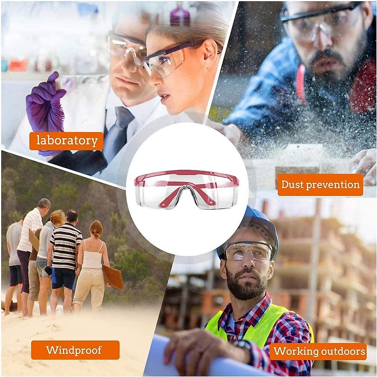 5 PACK Safety Glasses Safety Goggles for Men Women Clear Z87 Anti-fog Wide Vision Safety Glasses Over 5.3'' Eyeglasses, UV 400 Blocking Protection Eyewear Adjustable Temples Eye Shied for Nurse