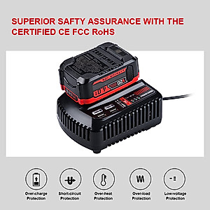 V20 Battery Fast Charger CMCB104, WaxPar CMCB104 Battery Charger Compatible with Craftsman V20 Lithium Battery CMCB204 CMCB202 CMCB201 CMCB209 CMCB205 CMCB100 CMCB101